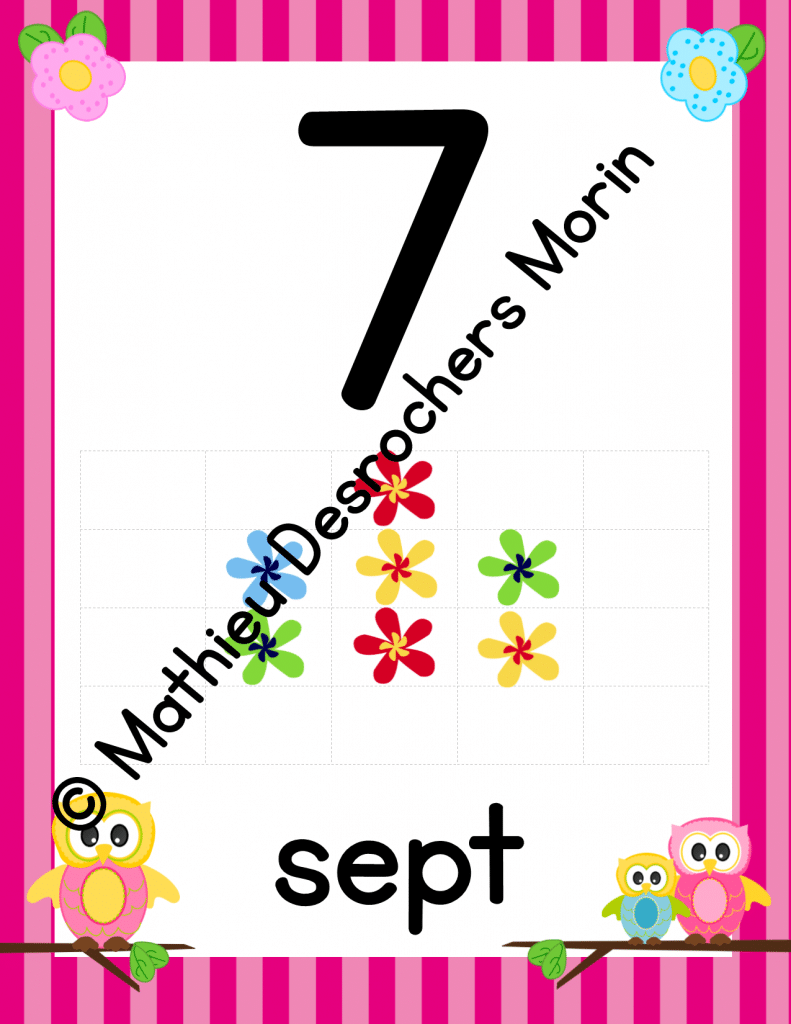 Affiches des nombres 1 à 20 – Hiboux