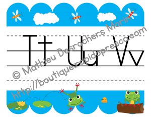 Affiches de l’alphabet – Thème des grenouilles – LETTRES SCRIPTES