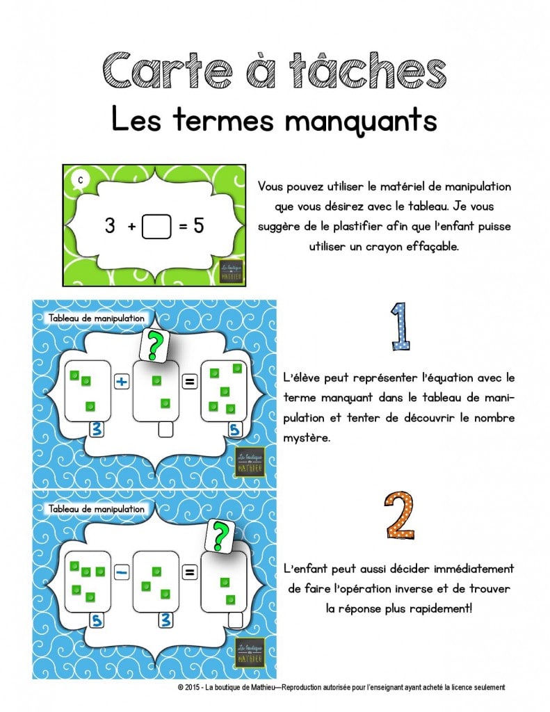 Cartes à tâches – La boutique de Mathieu – Ressources pédagogiques pour ...