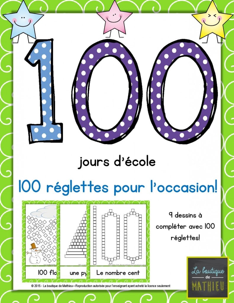 100 jours d’école – 100 réglettes pour l’occasion! – La boutique de ...