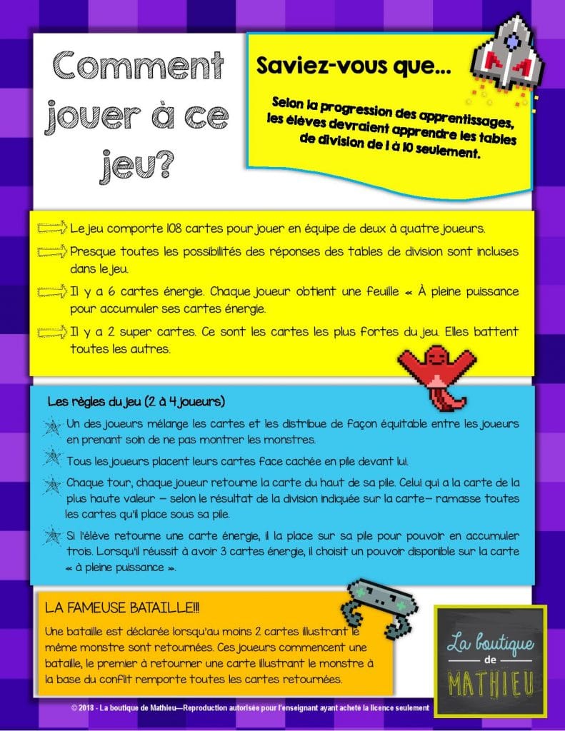 La bataille pixelisée (jeu pour apprendre les tables de division)