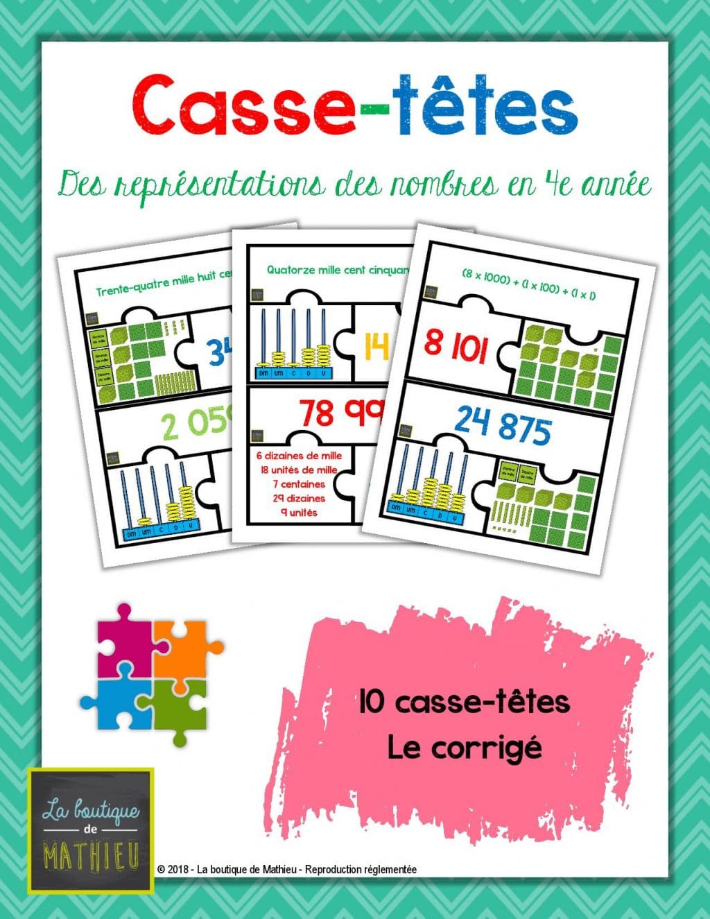 10 casse-têtes sur les représentations des nombres en 4e année