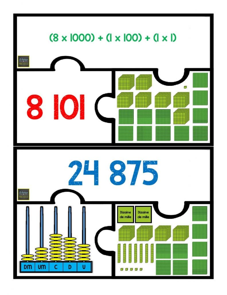 10 casse-têtes sur les représentations des nombres en 4e année