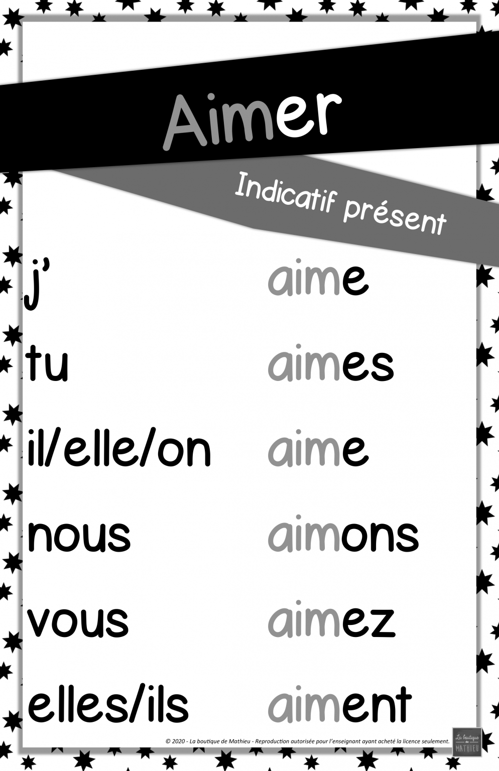 Affiches des verbes – 2e cycle