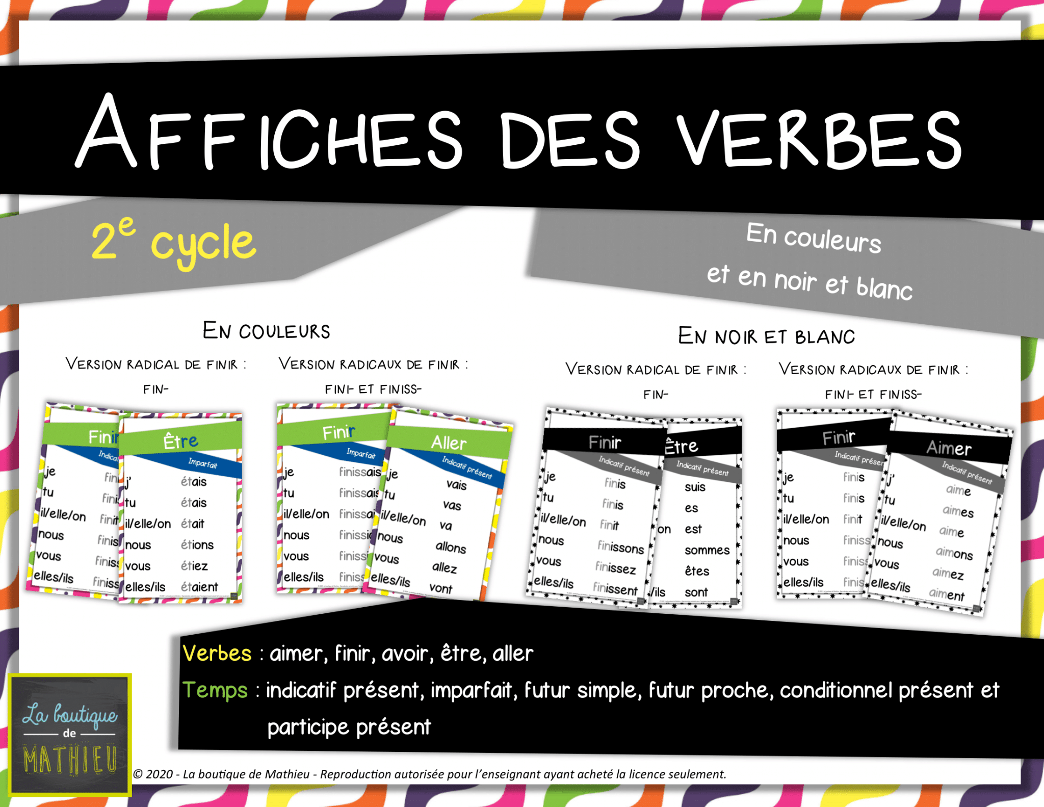 Affiches des verbes – 2e cycle