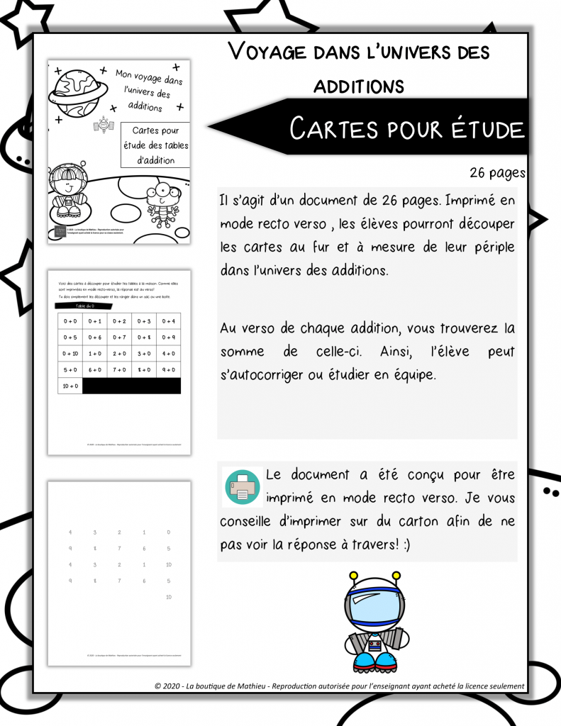 Ensemble complet – Tables d’addition – Voyage dans l’univers des additions