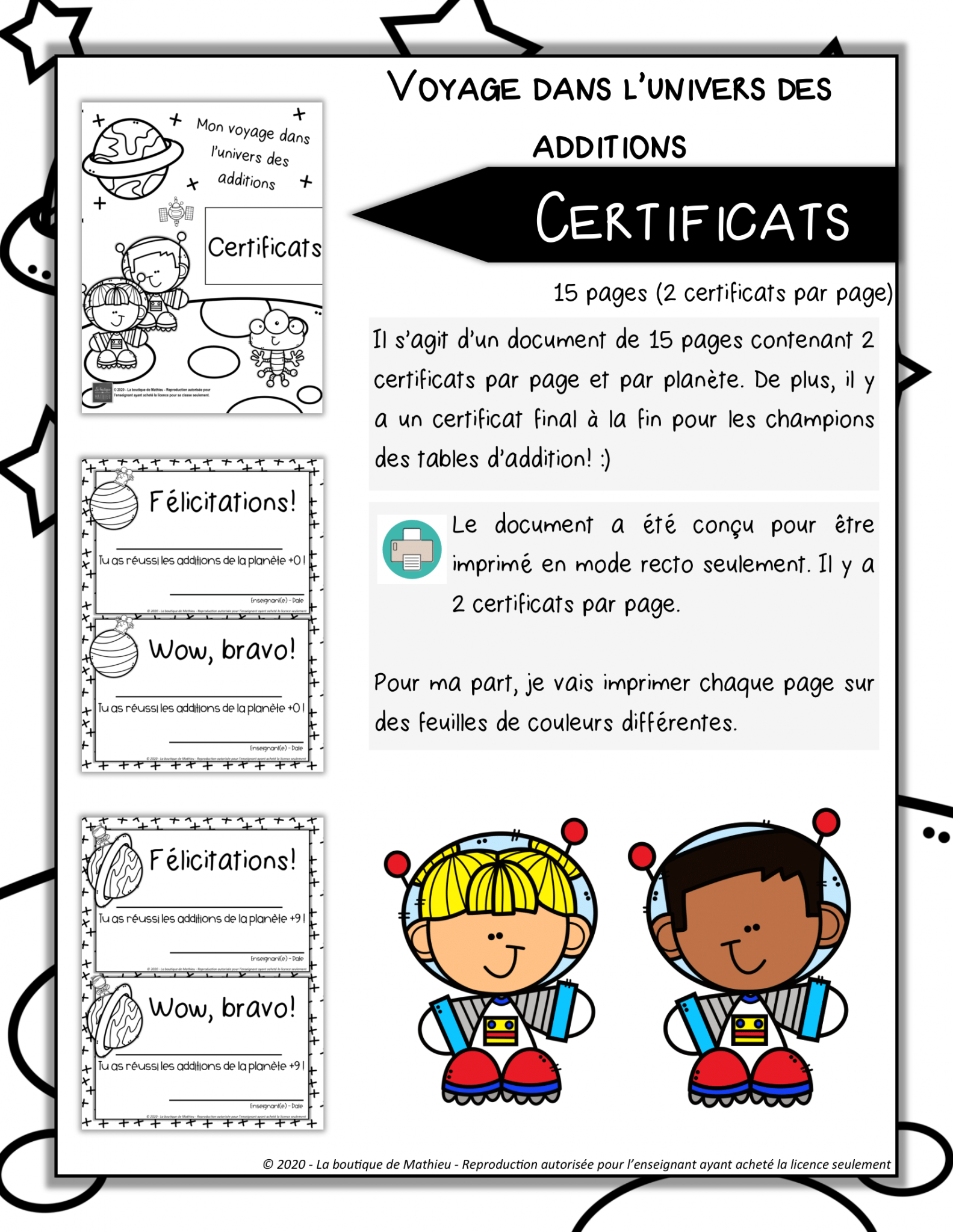 Ensemble complet – Tables d’addition – Voyage dans l’univers des additions