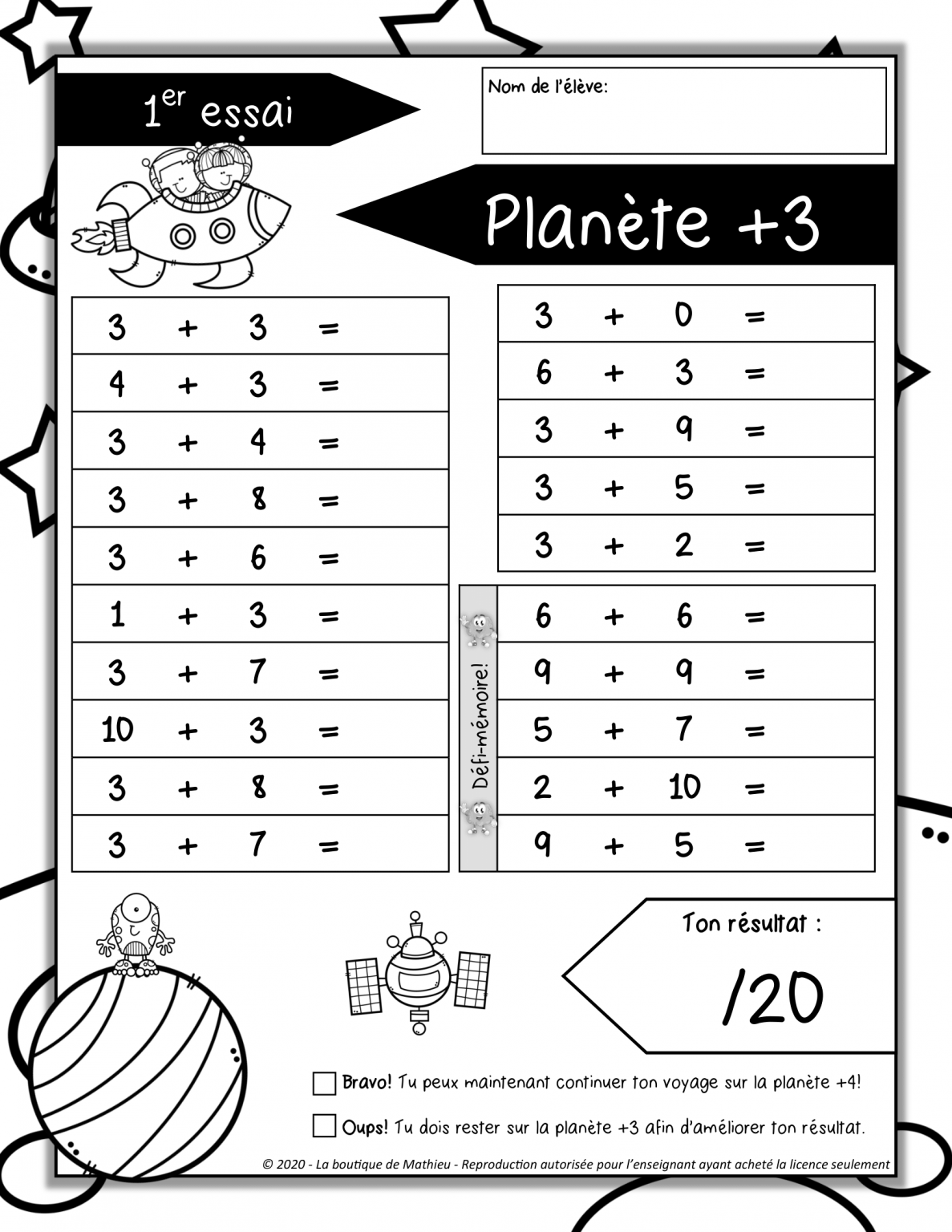 48 tests des tables d’addition + le corrigé + tableau de suivi – La ...