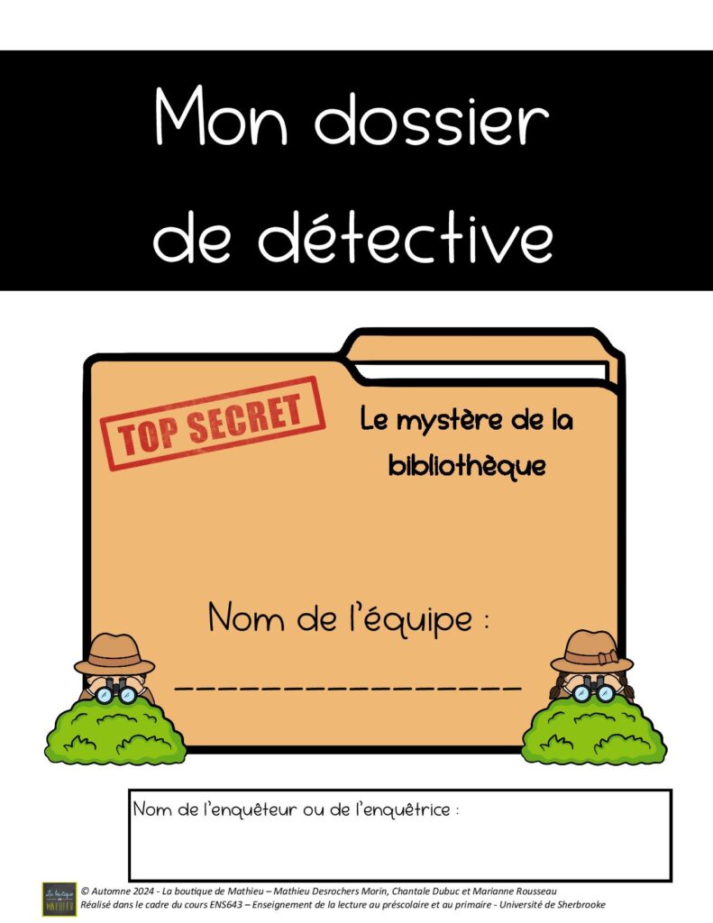 Le mystère de la bibliothèque – Stratégie de lecture : faire des inférences